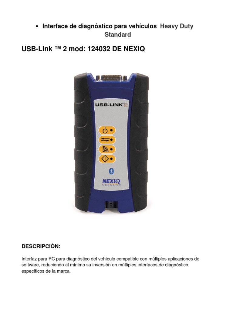 Datos Tecnicos Nexiq | PDF | Bluetooth | USB
