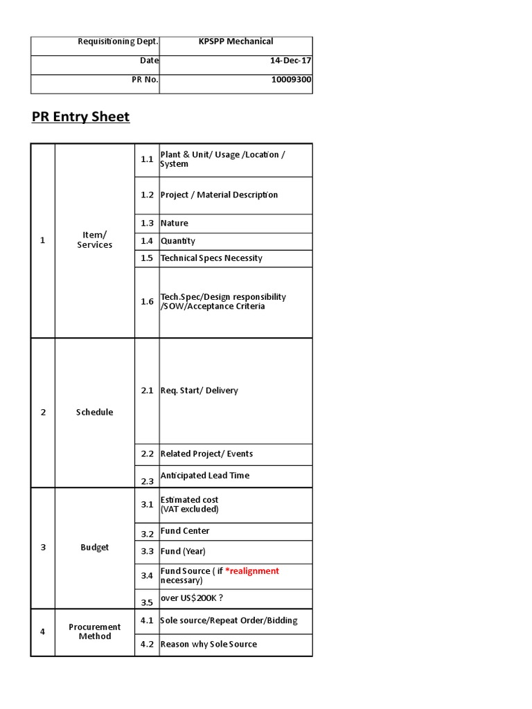 K01 Contract PR Entry Overview | PDF | Specification (Technical ...
