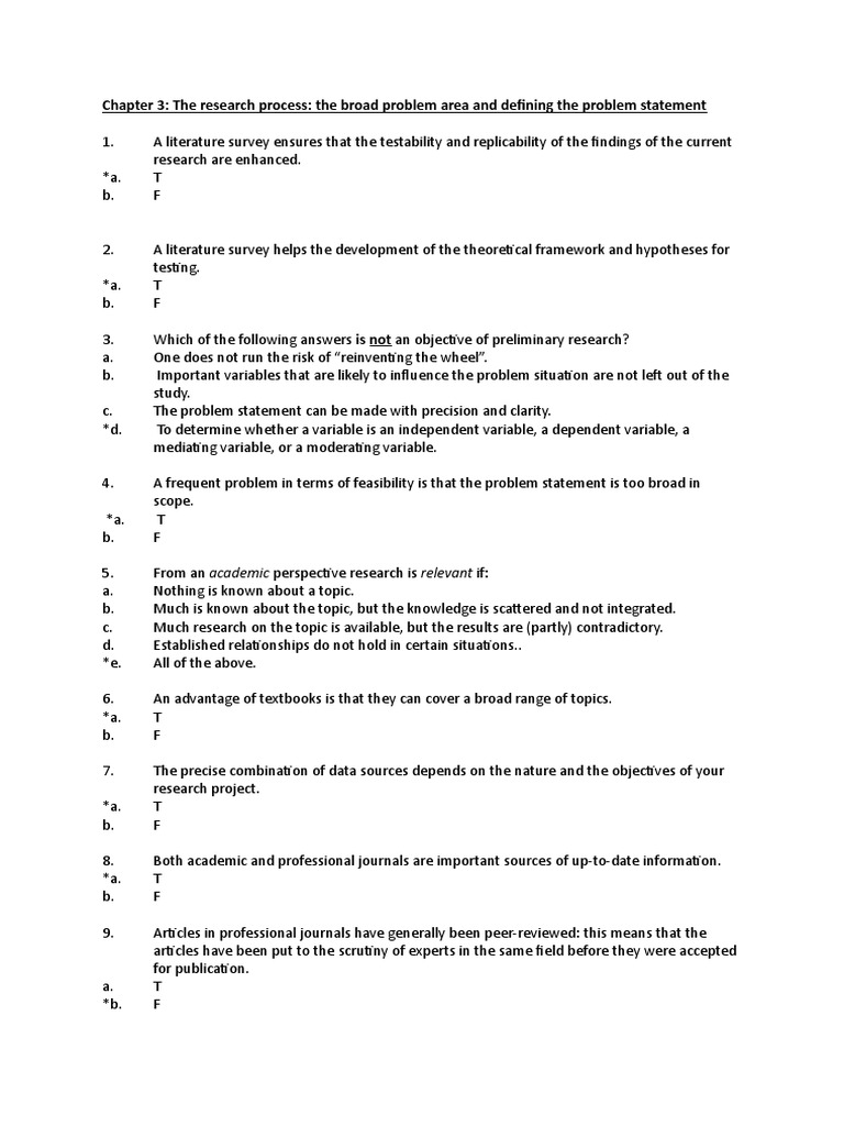 Chapter 3: The Research Process: The Broad Problem Area and Defining ...