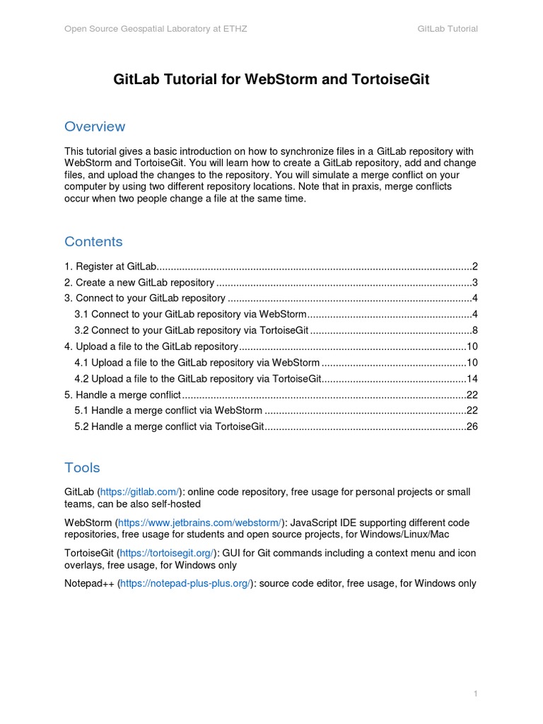 Tutorial GitLab Webstorm TortoiseGit | PDF | Version Control | Software