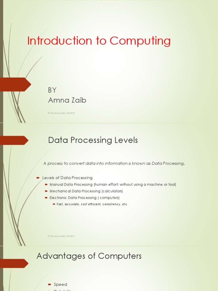 Introduction To Computing By Amna Zaib Pdf Computer Hardware Random Access Memory