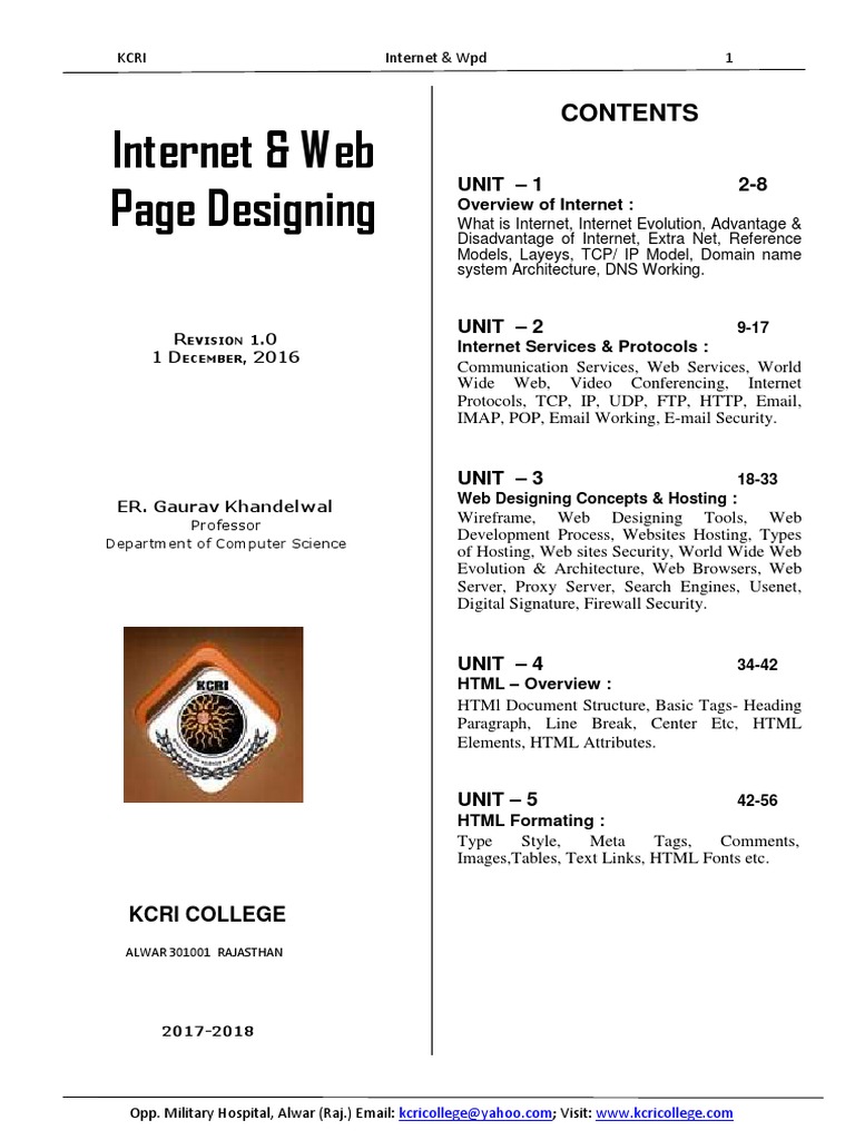 Internet & Web Page Designing: Unit - 1 2-8 | PDF | Internet Protocol ...