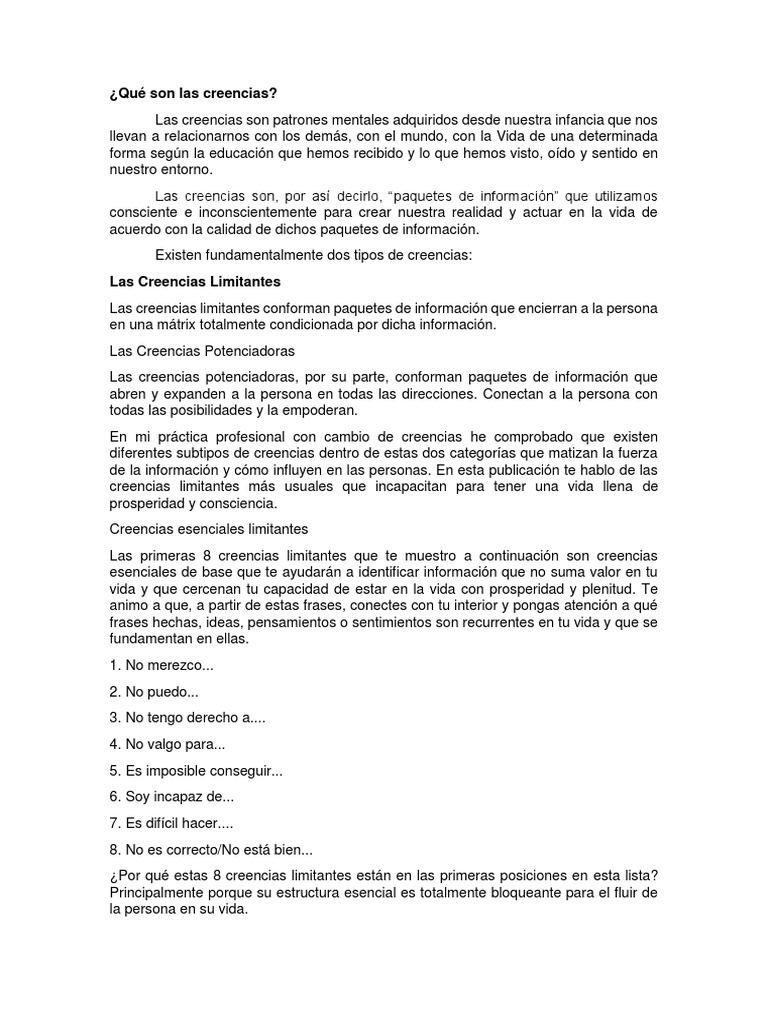 Qué Son Las Creencias | PDF | Información | Vida