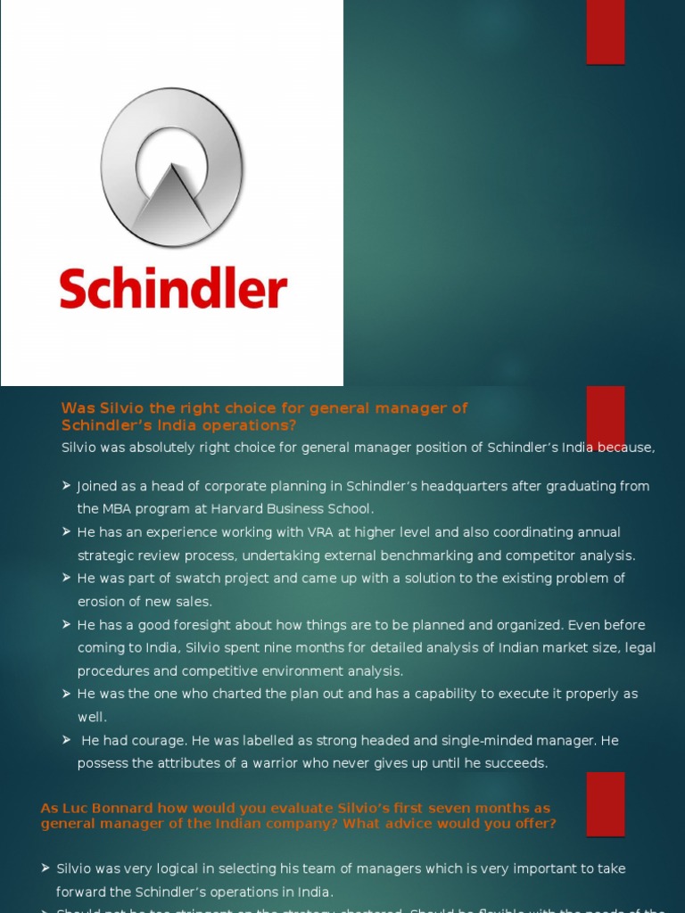 Schindler Case Study | PDF | Strategic Management | Prices