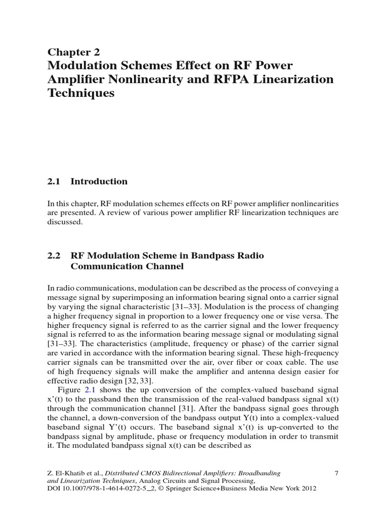 Modulation Schemes Effect On RF Power Amplifier Nonlinearity and RFPA Linearization Techniques ...
