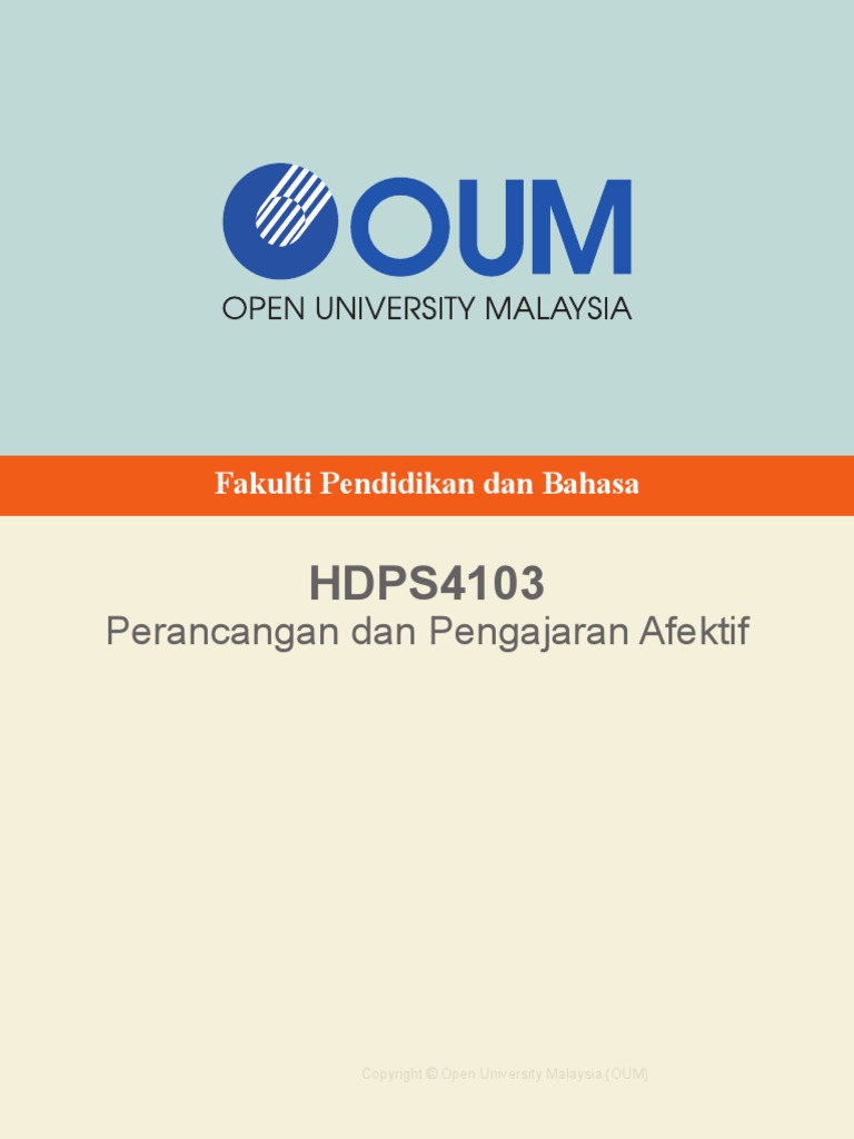 HDPS 4103 Perancangan Dan Pengajaran Afektif OUM | PDF