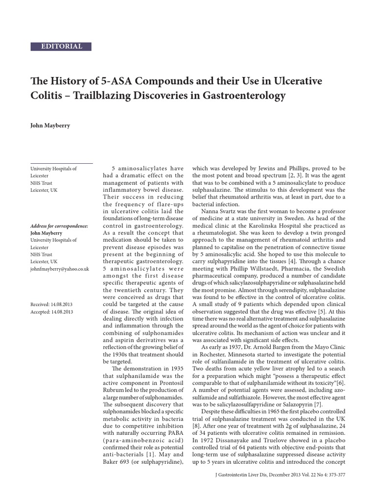 The History of 5-ASA Compounds and Their Use in Ulcerative Colitis ...