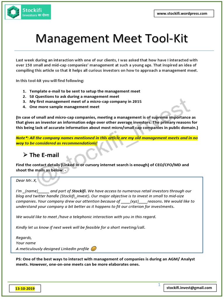50 Questions To Ask During Managment Meet Stockifi 1 | PDF | Exports ...