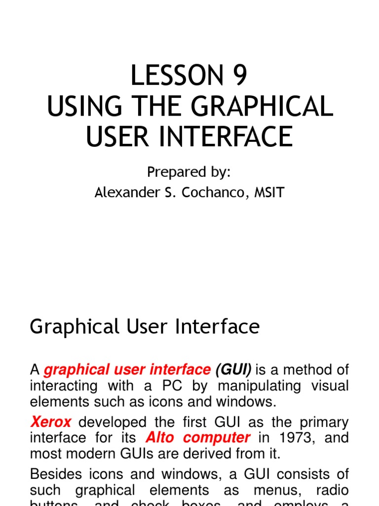 Lesson 9 Using The Graphical User Interface | PDF | Graphical User ...