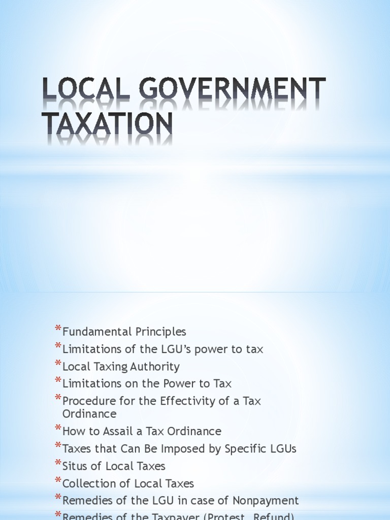 Local Taxation | PDF | Internal Revenue Code | Taxes