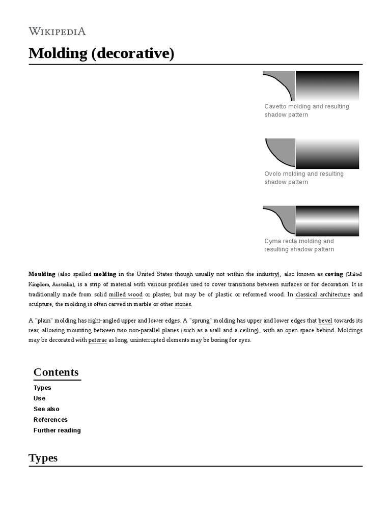 Molding (Decorative) : Cavetto Molding and Resulting Shadow Pattern ...