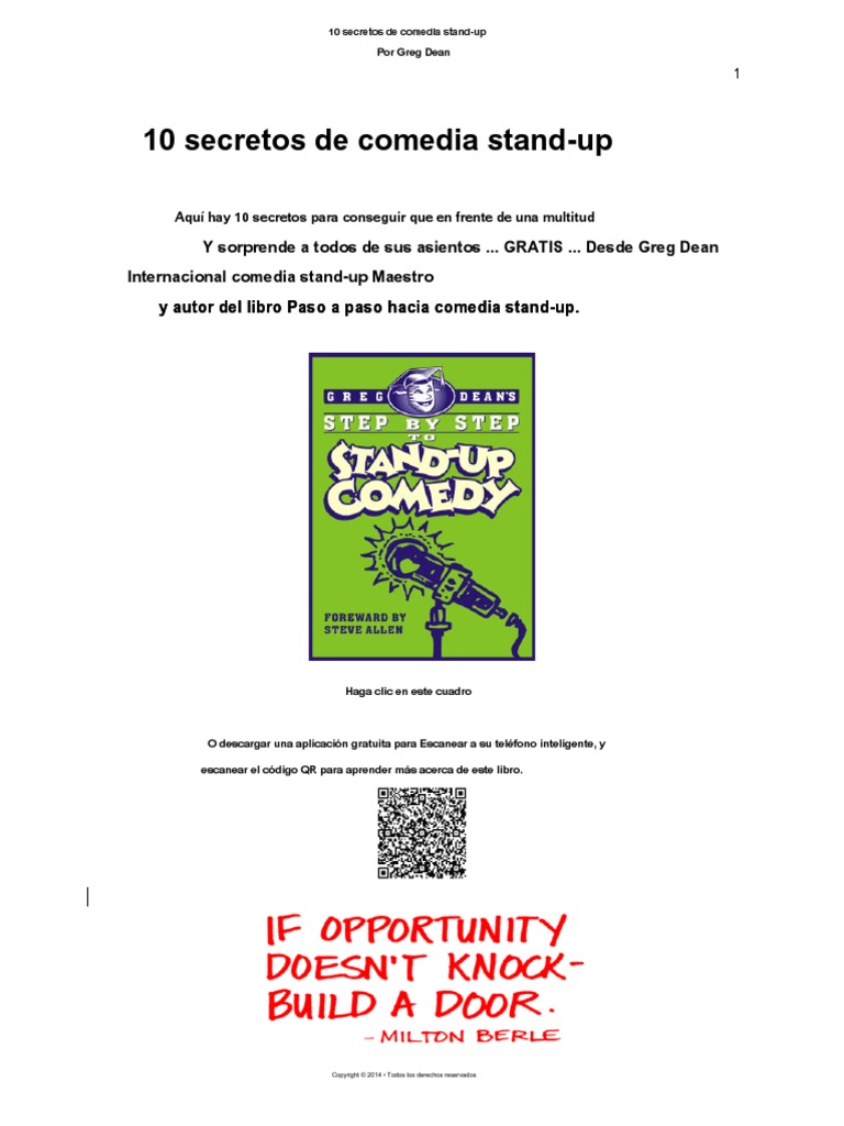 10 Stand Up Comedy Secrets Booklet 5 Stand Up Comedy Classes - En.es | PDF | La risa | Comedia