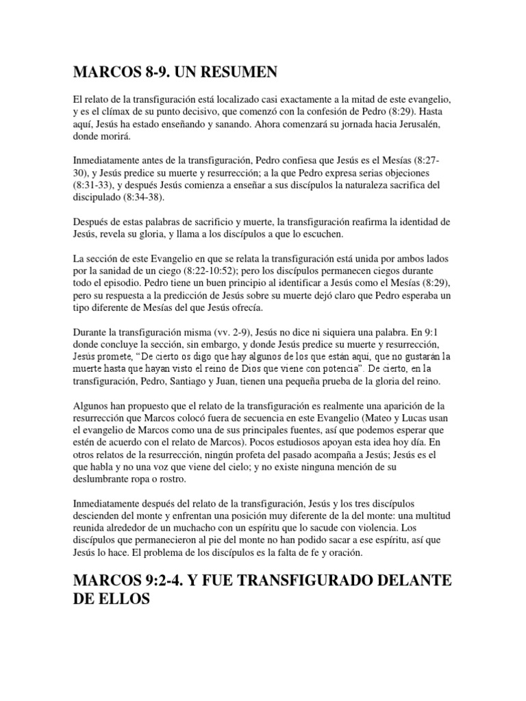 Estudio Marcos 9 | PDF | Moisés | Jesús
