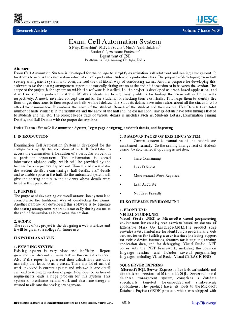 .Exam Cell Automation System PDF | PDF | Microsoft Sql Server ...