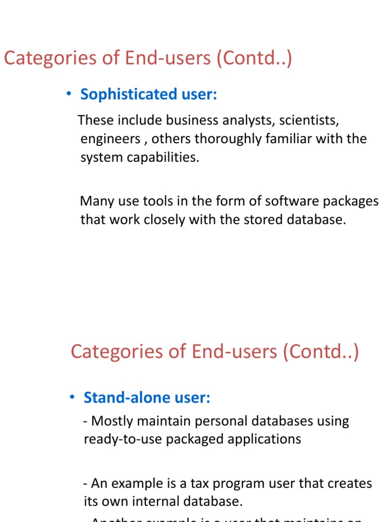 Categories of End-Users (Contd..) : - Sophisticated User | PDF | Data ...