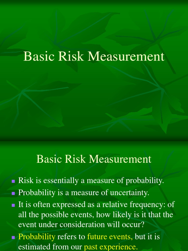 Basic Risk Measurement | PDF | Sensitivity And Specificity | Incidence ...