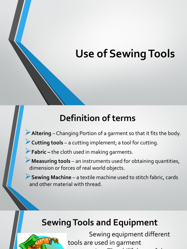 Use of Sewing Tools | PDF | Sewing | Sewing Machine