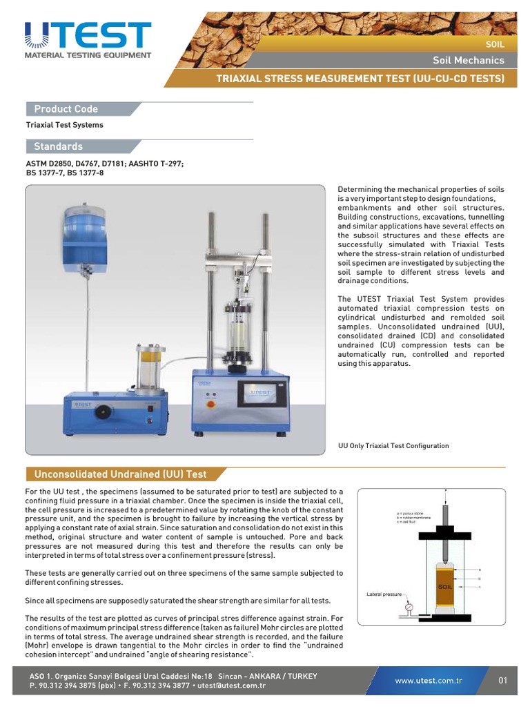 Soil Mechanics: Triaxial Stress Measurement Test (Uu-Cu-Cd Tests) | PDF ...