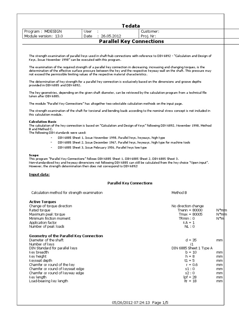Analysis of Parallel Key Connections for a Shaft-Hub System Based on ...
