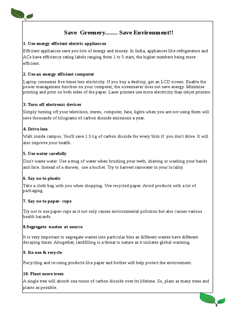 Save Greenery........ Save Environment!! | PDF