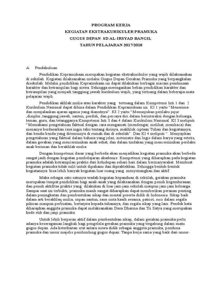 Contoh Program Ekstra Pramuka SD | PDF