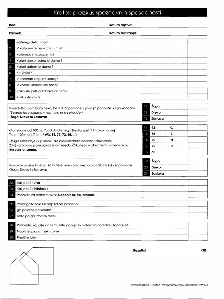 Kratek Preizkus Spoznavnih Sposobnosti | PDF