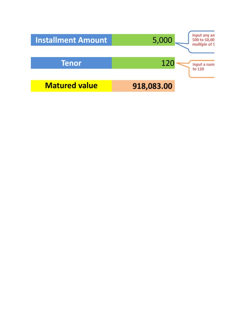 Installment Amount Tenor: Matured Value 918,083.00 | PDF
