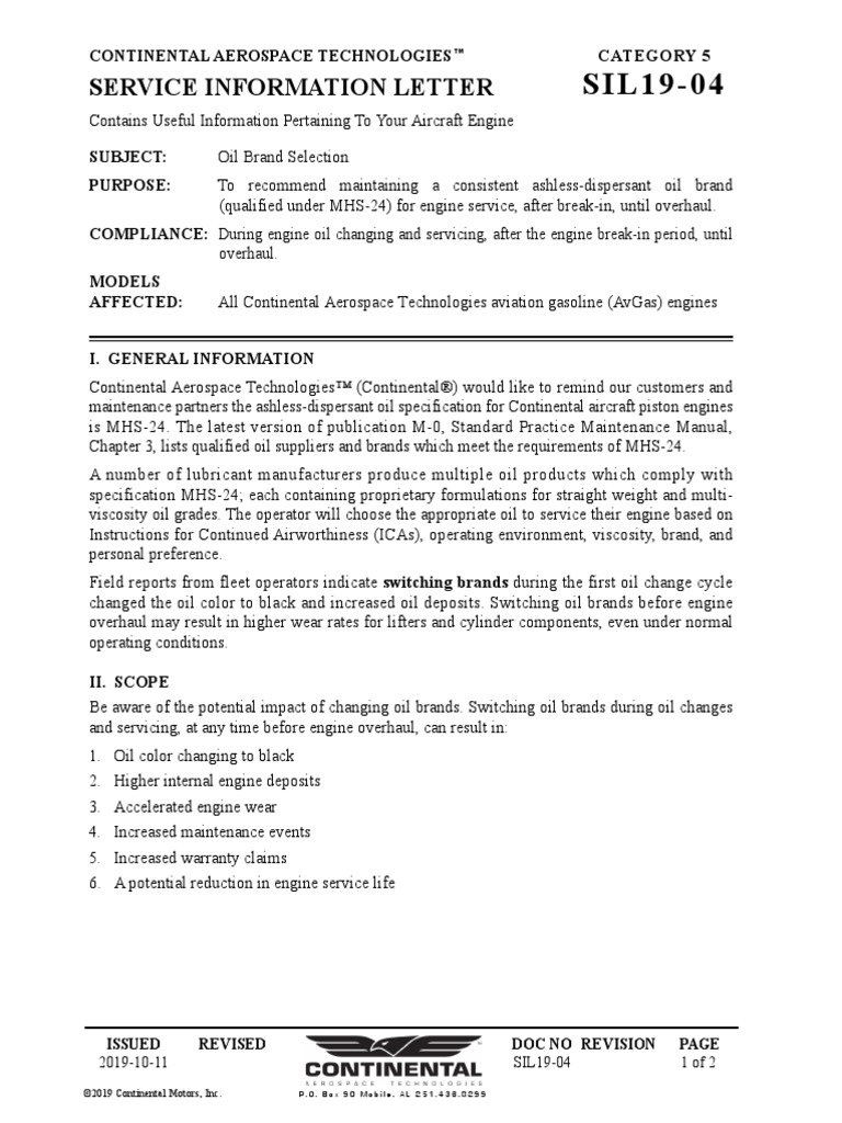 Service Information Letter | PDF | Motor Oil | Engines