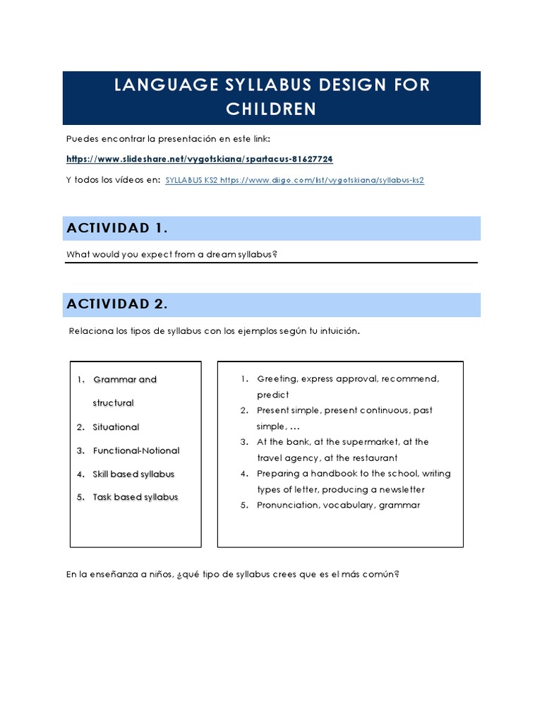 Language Syllabus Design For Children | PDF | Linguistics | Cognition