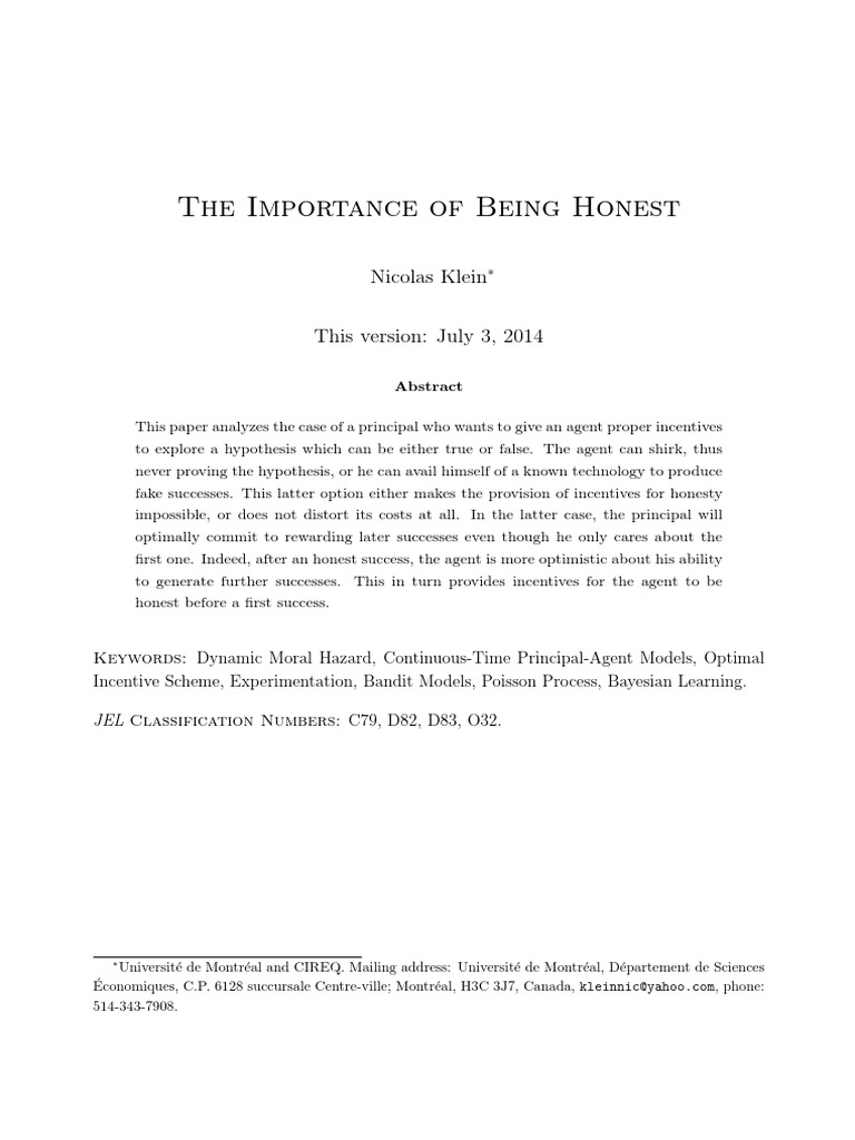 The Importance of Being Honest 1 | PDF | Entrepreneurship