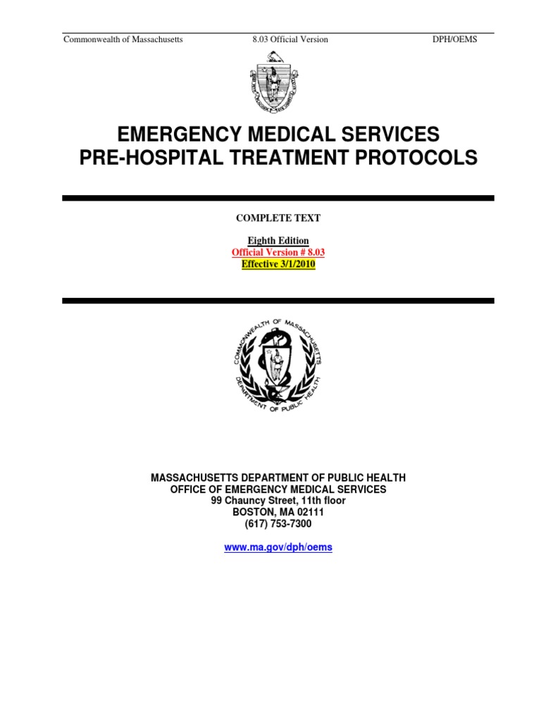 Emergency Medical Services Pre-Hospital Treatment Protocols: Complete ...