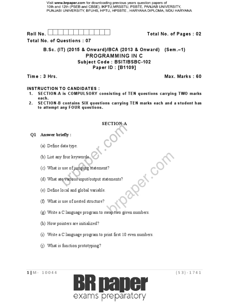 C (1st) Dec2018 PDF | PDF | C (Programming Language) | Software Development