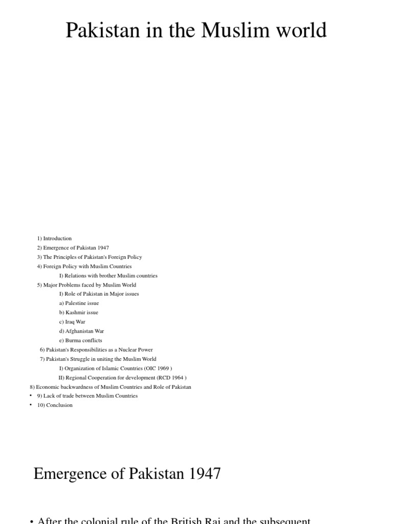 Pakistan's Role in the Muslim World | PDF | Organisation Of Islamic ...