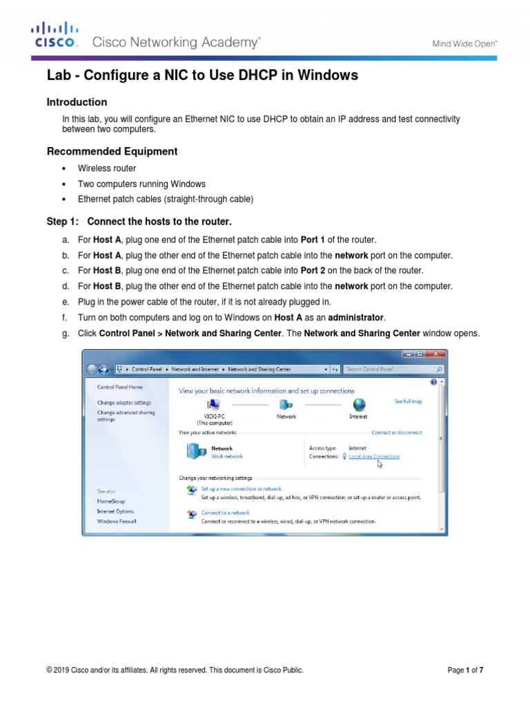 Adam Gamal 7.4.1.11 Lab - Configure A NIC To Use DHCP in Windows | PDF ...