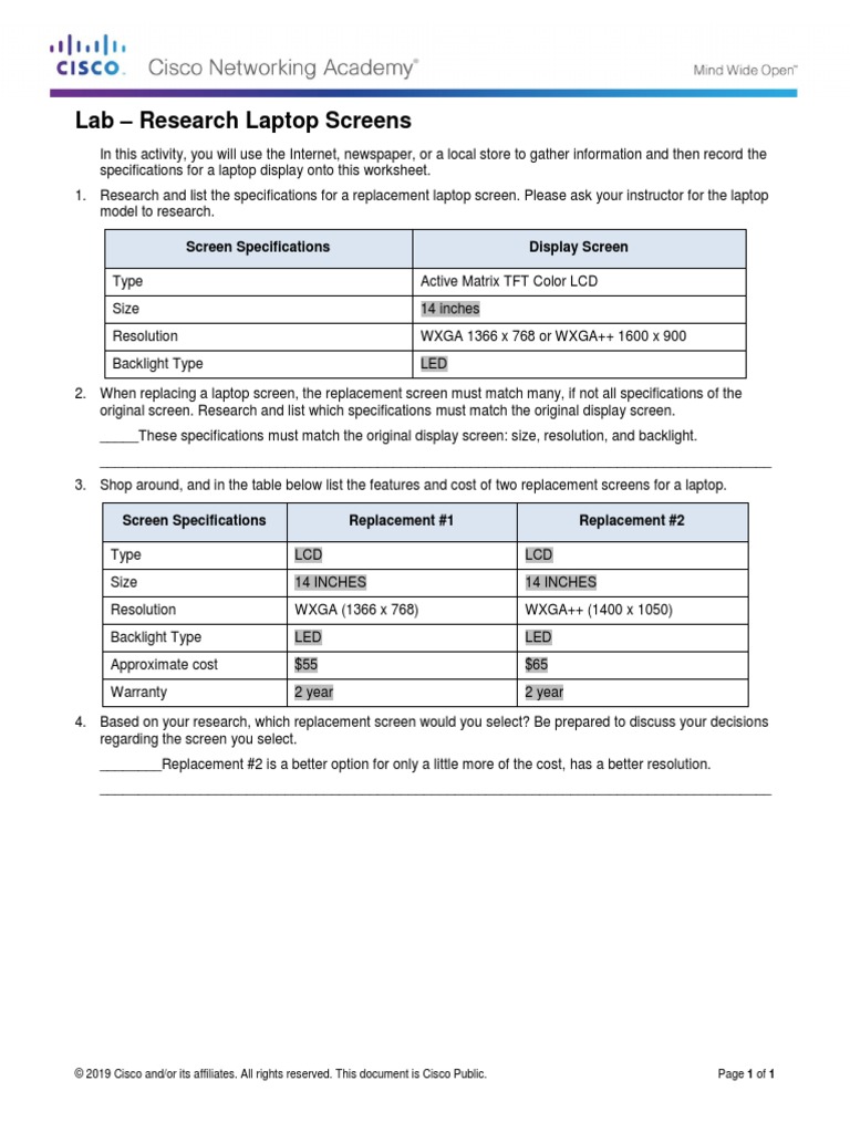 Adam Gamal 9.3.2.5 Lab - Research Laptop Screens | PDF | Computer ...