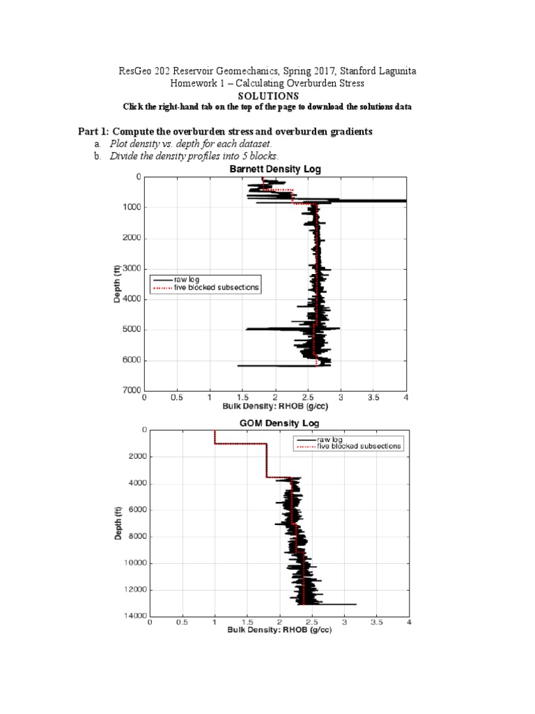 Part 1: Compute The Overburden Stress and Overburden Gradients | PDF ...