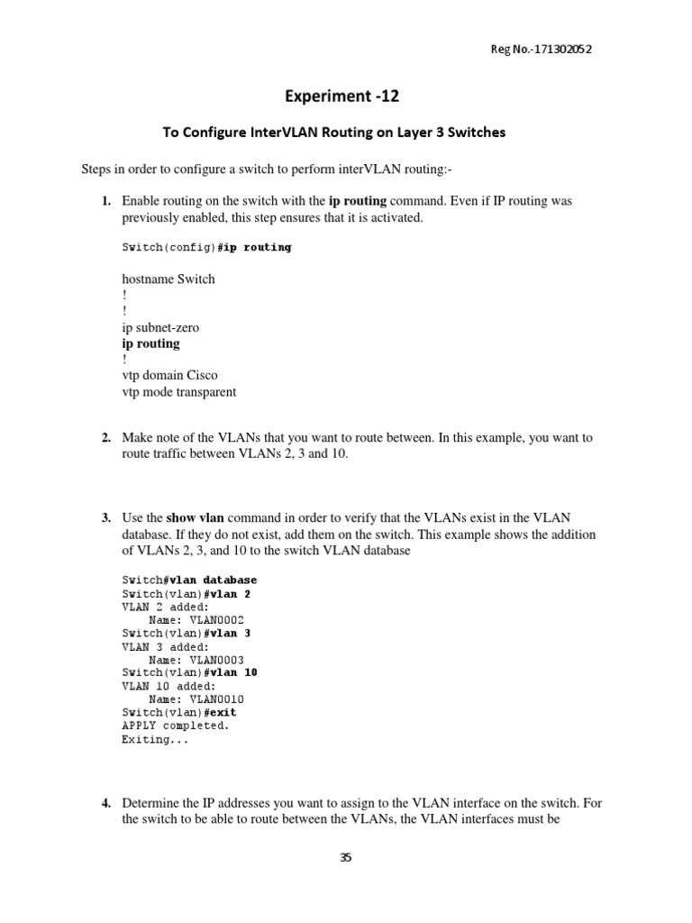 Configure InterVLAN Routing on L3 Switches | PDF | Network Switch | Router (Computing)