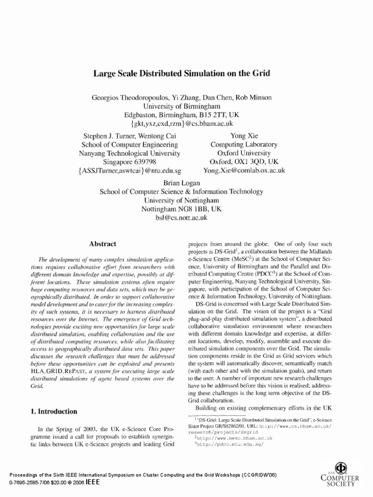 Large Scale Distributed Simulation On The Grid | PDF | Grid Computing ...