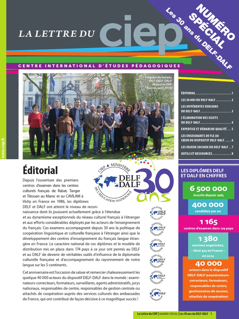 Lettre Ciep 30 Ans Delf Dalf PDF | PDF | Enseignement supérieur | Langues