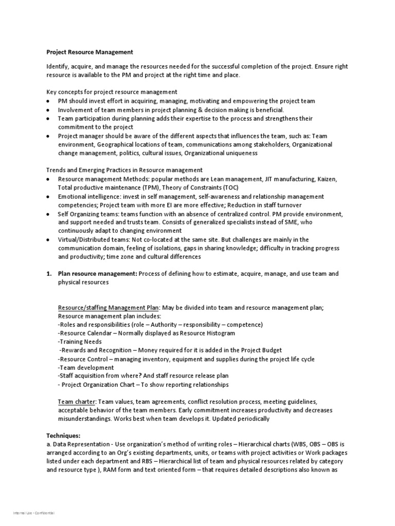 PMP - PMBOK6 Project Resource Management | PDF | Data Analysis ...