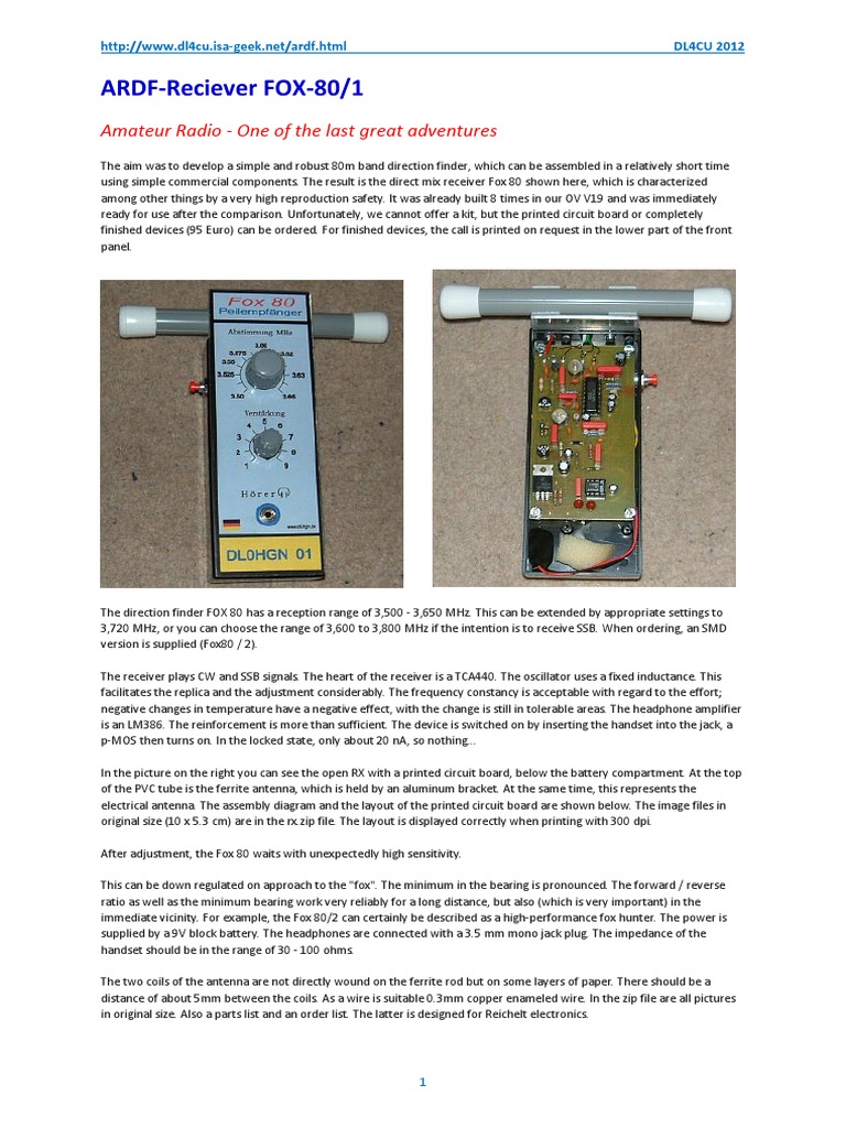 Dl4cu Ardf RX 80m | PDF | Antenna (Radio) | Inductor