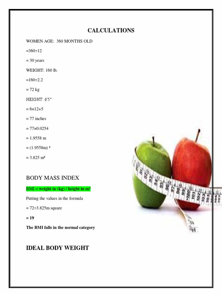 Calculations: Body Mass Index | PDF