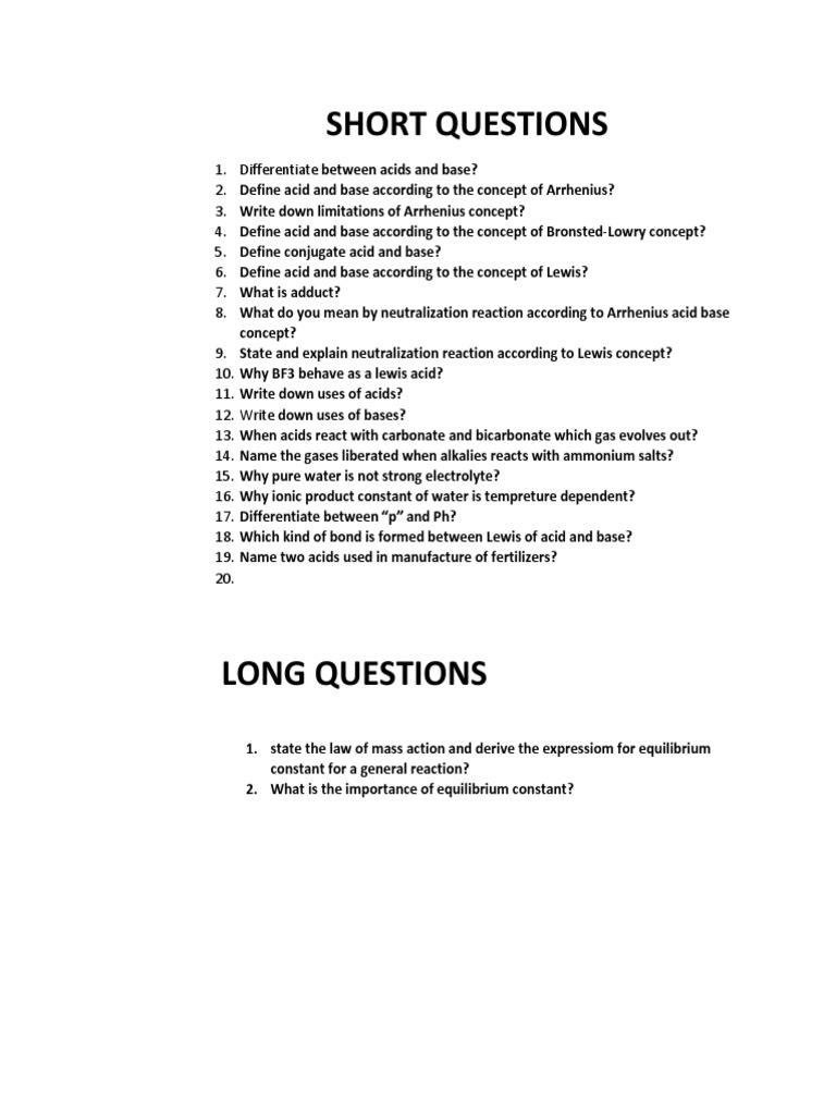 Short Questions: Concept? | PDF