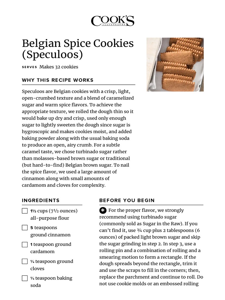 Belgian Spice Cookies (Speculoos) Recipe (32 cookies | PDF | Brown ...