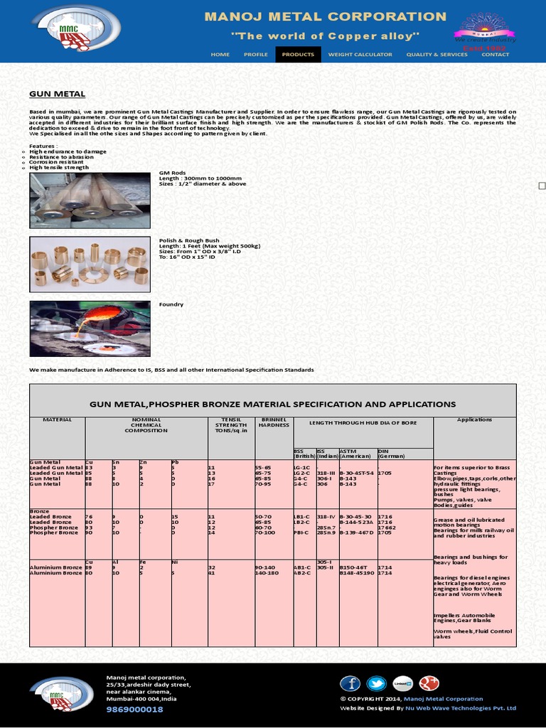 Gun Metal Properties | PDF | Metals | Bearing (Mechanical)