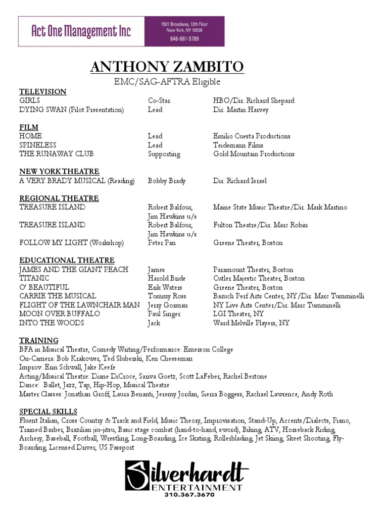 Zambito, Anthony PDF | PDF | Performing Arts | Entertainment