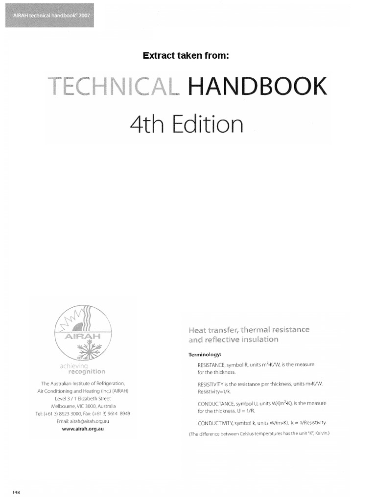 AIRAH Technical Handbook 2007 - Heat Transfer, Thermal Resistance ...