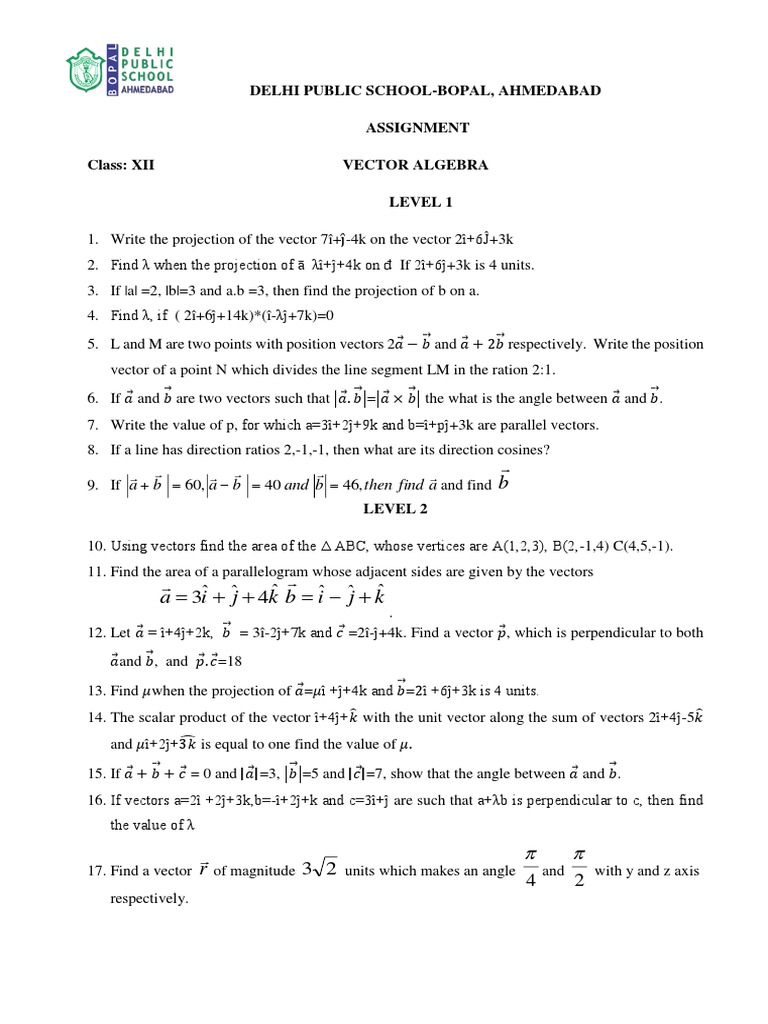 Vector Assignment | PDF | Euclidean Vector | Mathematical Objects