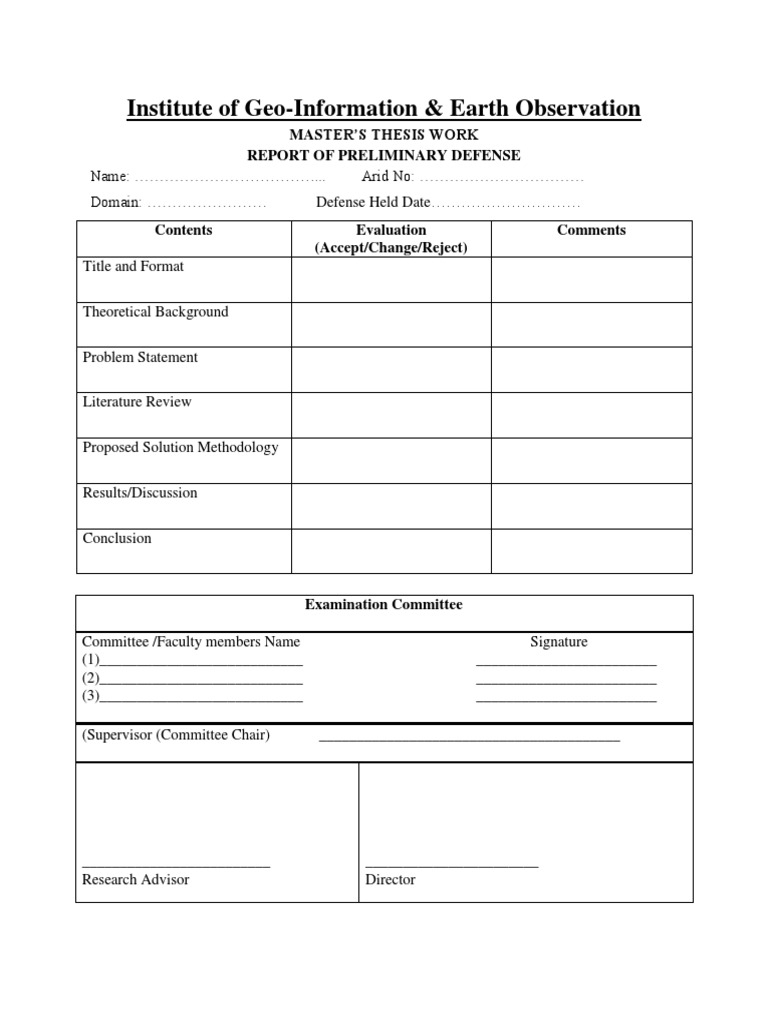IGEO MS Thesis Pre-Defense Form | PDF