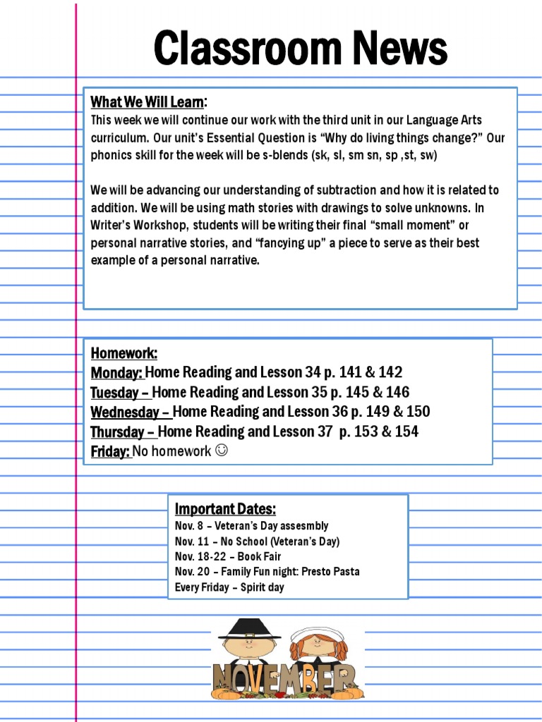 Newsletter 11 2019 - 2020 | PDF | Language Arts & Discipline